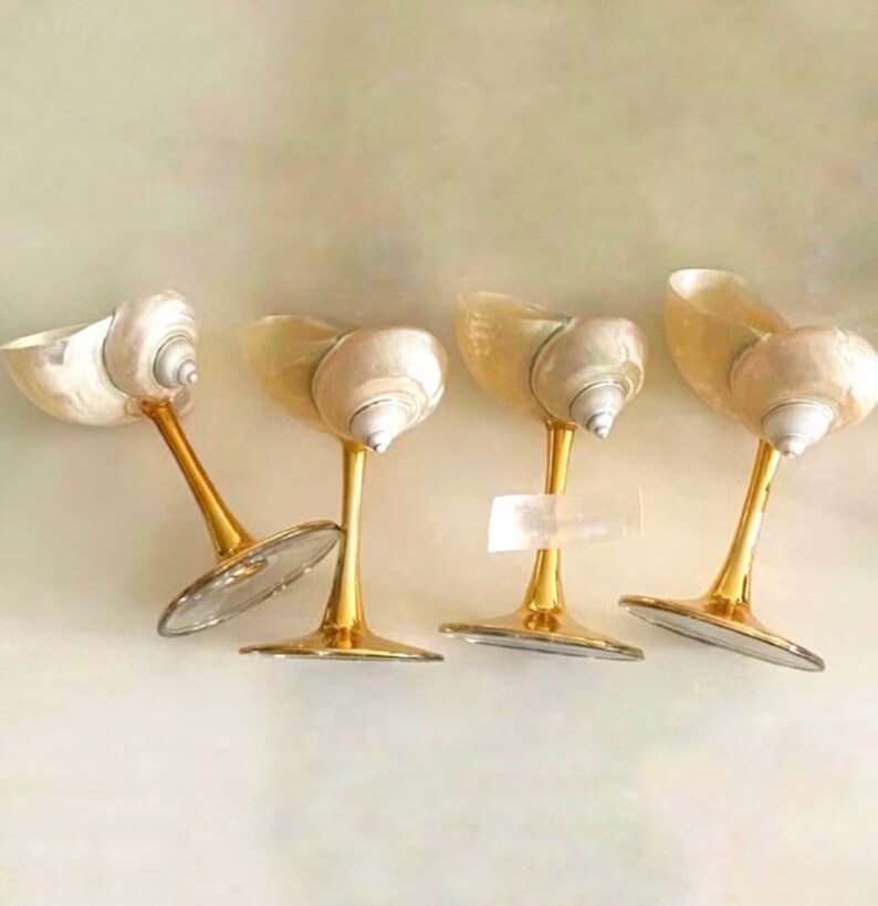 Seashell Glasses Beach Giftset Wedding Her Martini Dessert Conch Cup ...