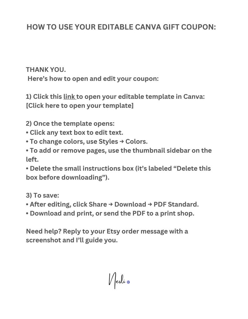 Editable Gift Coupon Canva Template, Printable Certificate (5x3.5 In ...