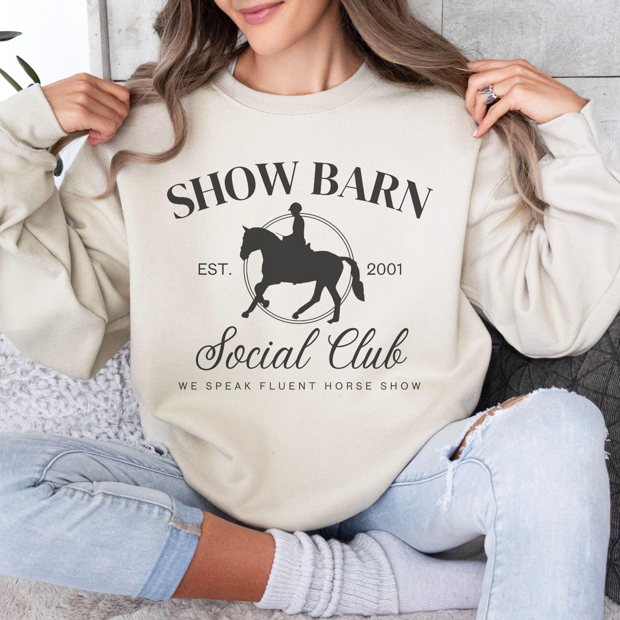 Custom Show Barn Social Club Horse Sweatshirt, Personalized Show Barn ...