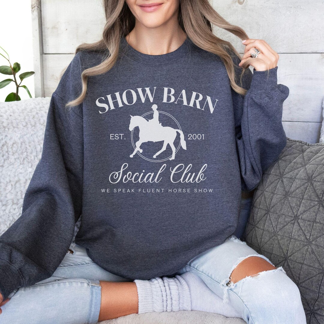 Custom Show Barn Social Club Horse Sweatshirt, Personalized Show Barn ...