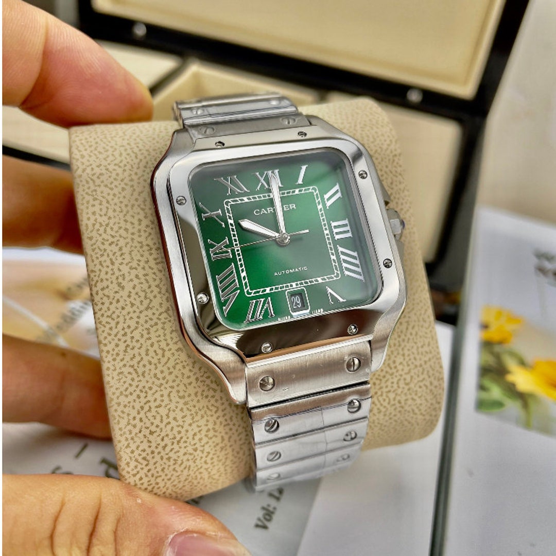 Cartier Santos De Cartier 40mm Green Steel Dial, Luxury Cartier Watches ...