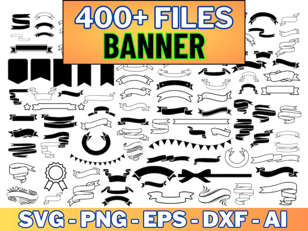 Banner svg, Paquete de cinta svg, archivos de corte svg de banner de ...