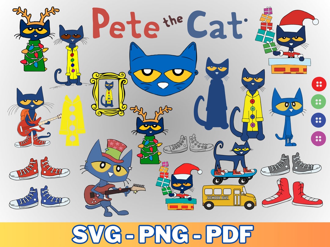 Pete the Cat Svg , Pete the Cat Cricut Vector Bundle , Pete the Cat ...