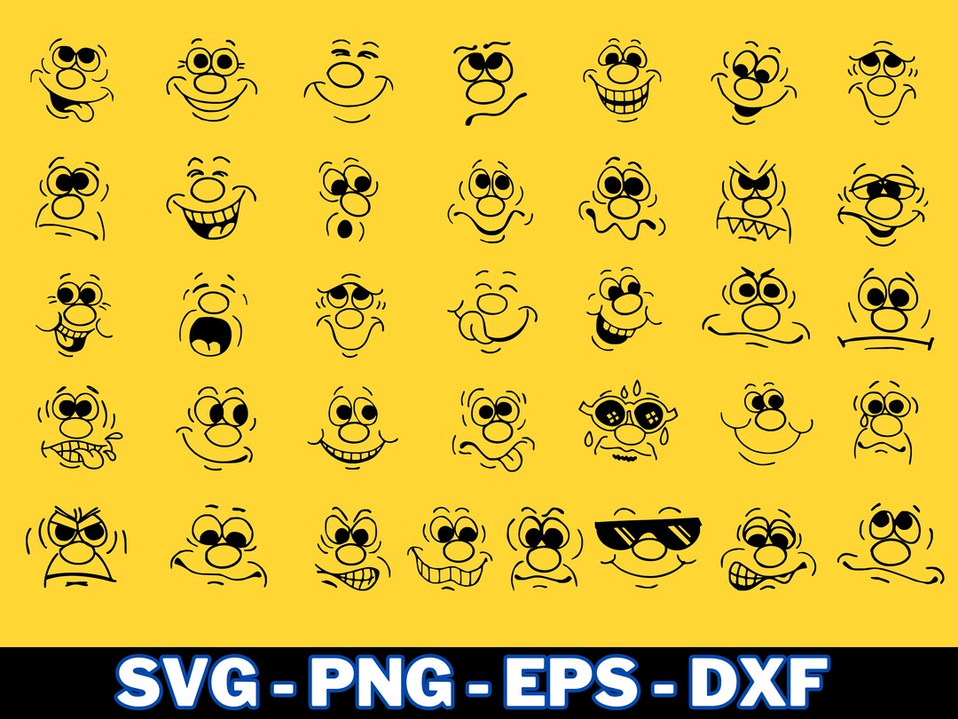 Emoji SVG Bundle Kawaii Svg Cute Faces Svg Smiley Cricut Projects ...