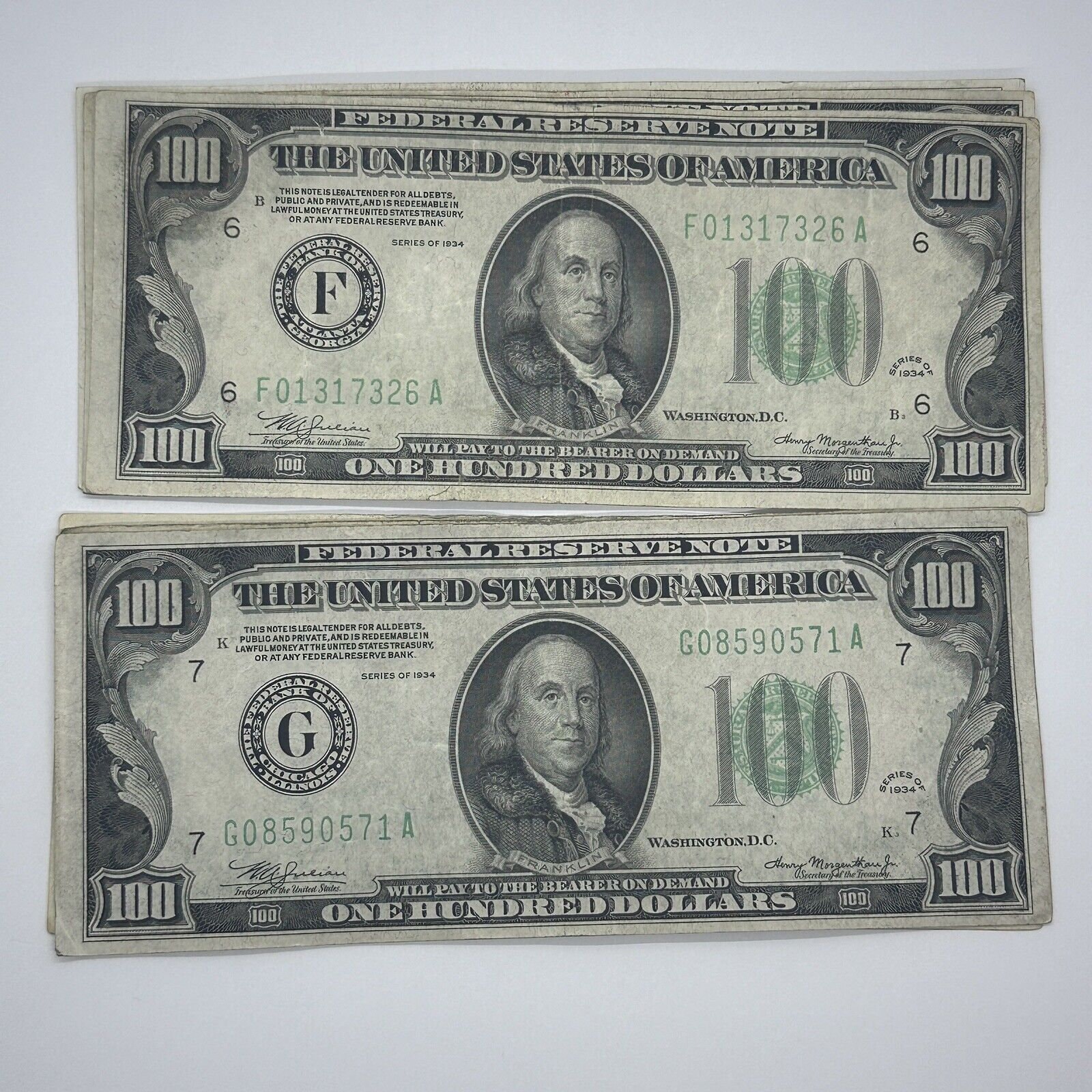 Rare 1934 Series 100 One Hundred Dollar Bill Federal Reserve Note - Etsy