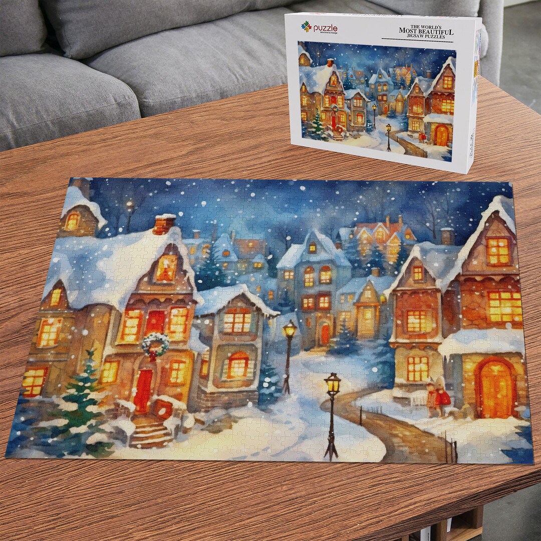 Winter Village Jigsaw Puzzle: Cozy Christmas Scene (500 or 1000 Piece ...