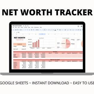 Net Worth Tracker Spreadsheet Template, Personal Finance, Asset and ...