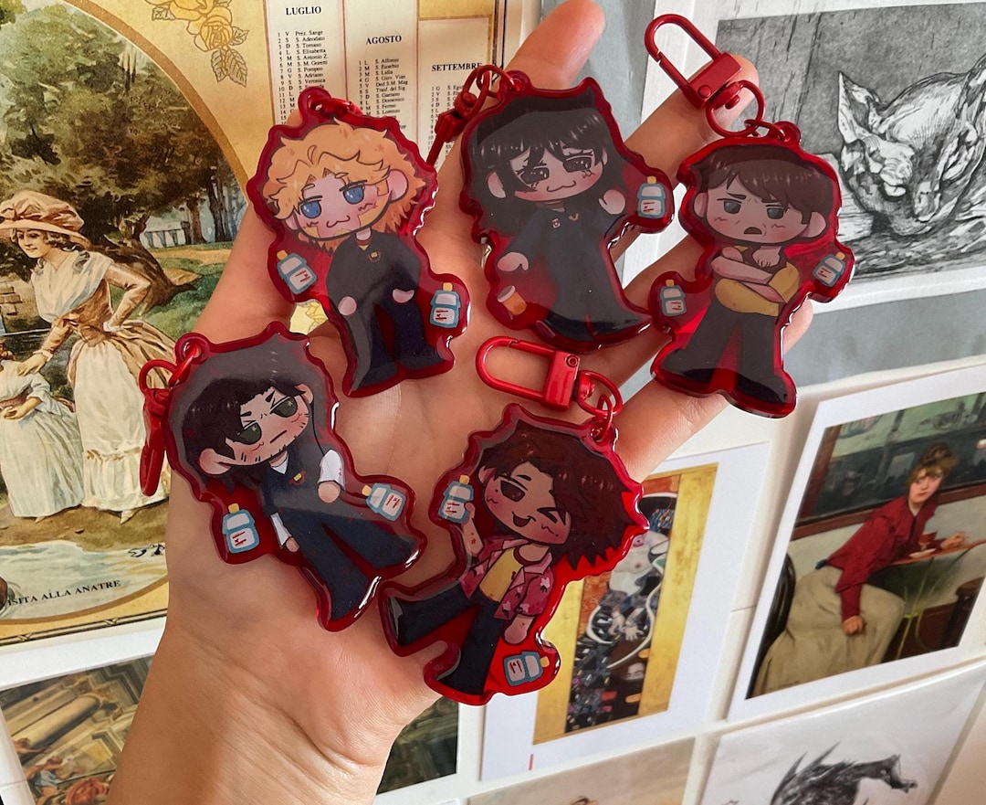 Mouthwashing Indie Game Red Epoxy Keychains/charms Anya, Curly, Daisuke ...