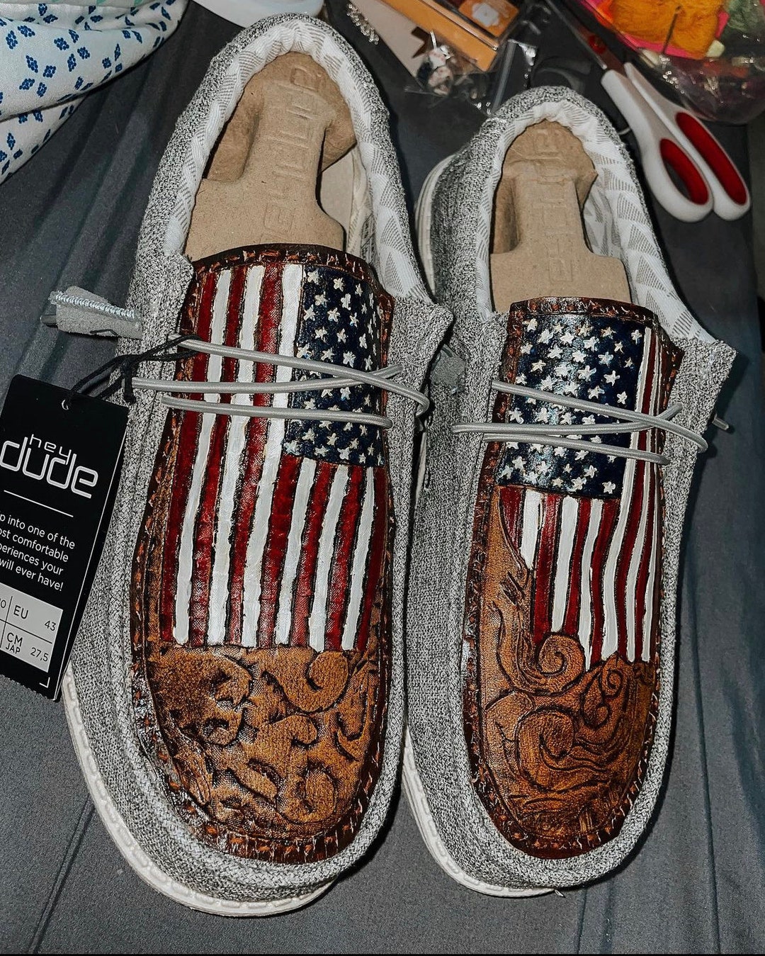 American Flag Leather Heydudes - Etsy