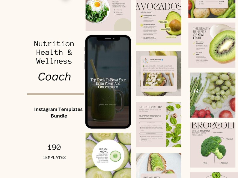 Nutrition Health and Wellness Instagram Post and Reels Bundle Templates ...