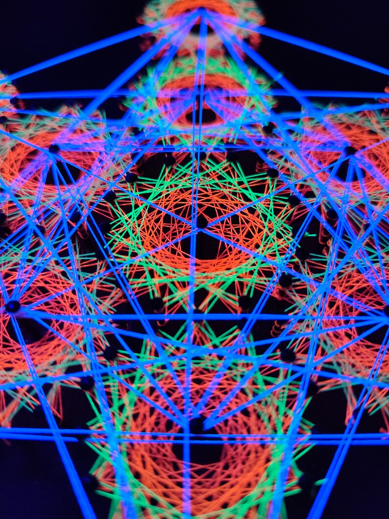 Metatron's Cube Psychedelic String Art Neon Art Wall - Etsy