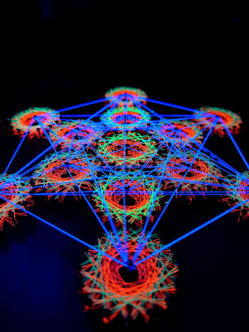 Metatron's Cube Psychedelic String Art Neon Art Wall - Etsy