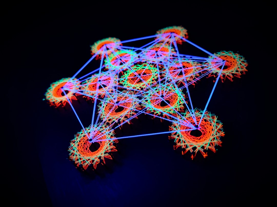 Metatron's Cube - Psychedelic String Art, Neon Art, Wall Art, Home ...