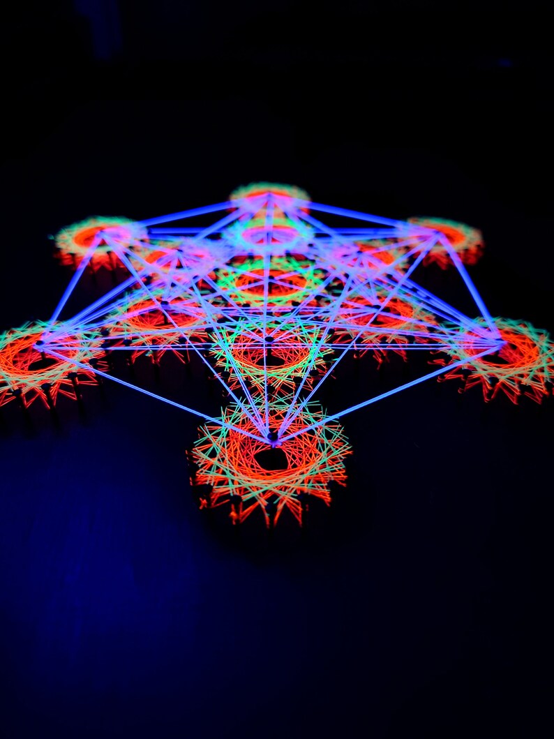 Metatron's Cube Psychedelic String Art Neon Art Wall - Etsy