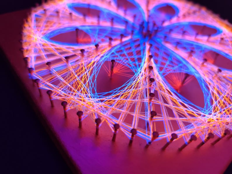 Golden Teacher - String Art, Sacred Geometry, Psychedelic, Wall Art, Psy Deco, Party Deco, UV ...