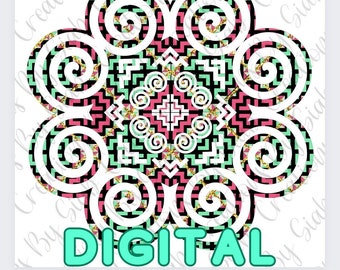 Hmong Inspired PNG Floral Logo DIGITAL File Downloadable Elephant Foot ...