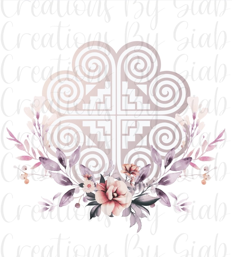 Hmong Inspired PNG Floral Logo DIGITAL File Downloadable Elephant Heart ...