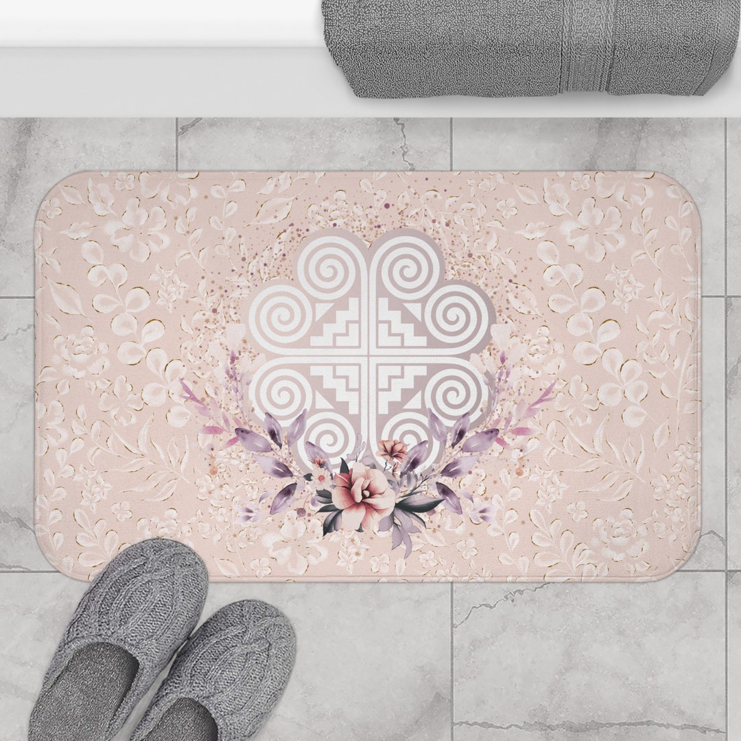 Matching Floral Hmong Inspired Decor Bathroom Rug Mat Shower , Hmoob ...