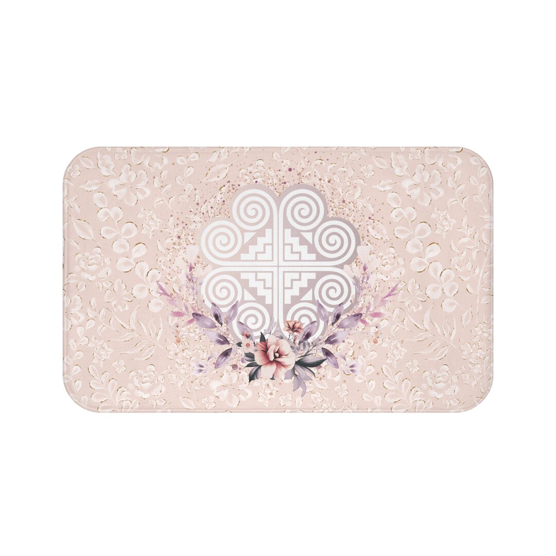 Matching Floral Hmong Inspired Decor Bathroom Rug Mat Shower , Hmoob ...