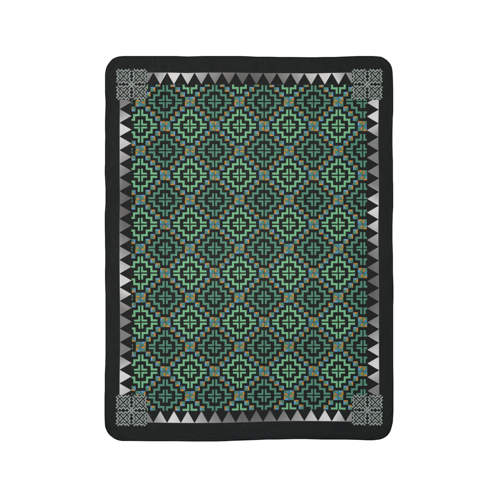 Green Hmong Fleece Sherpa Blanket, Hmong Inspired Throw, Hmoob Design ...