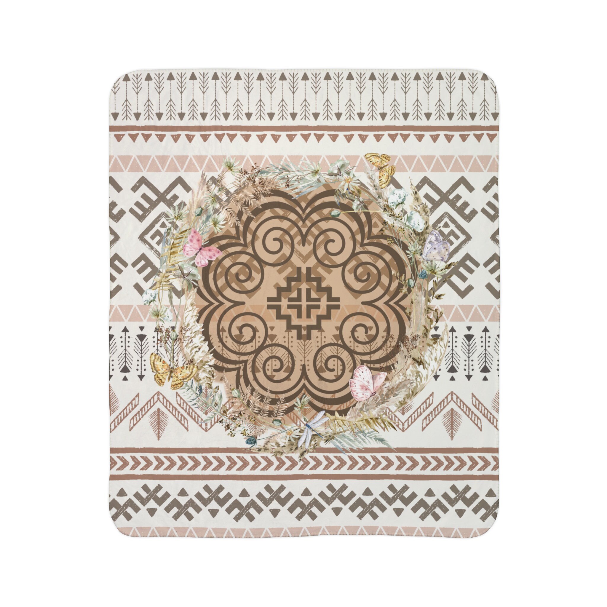 Hmong Boho Elephant Foot Flower Inspired Fleece Sherpa Blanket - Etsy