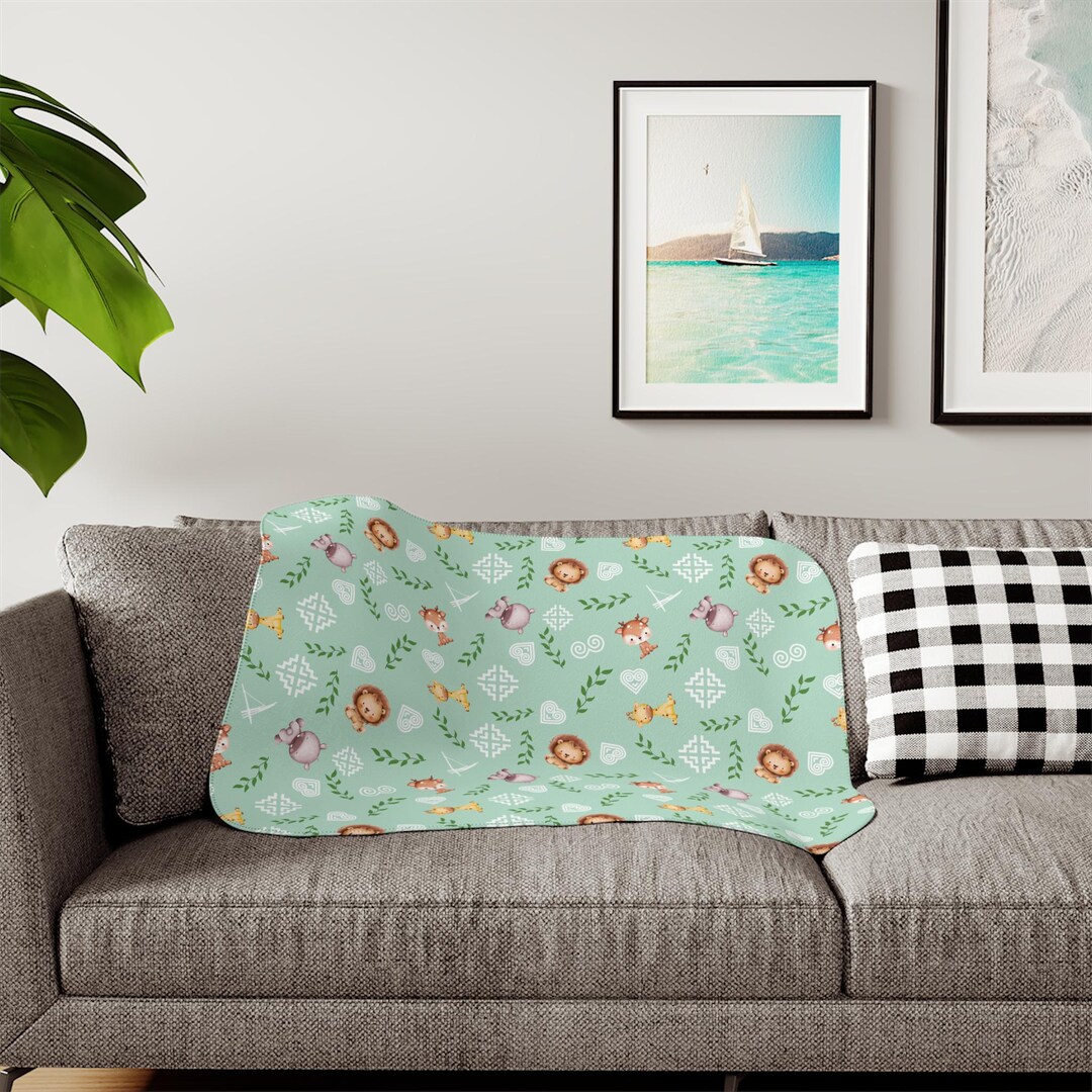 Hmong Woodland Animals Pattern Sherpa Blanket | Baby Hmoob - Etsy