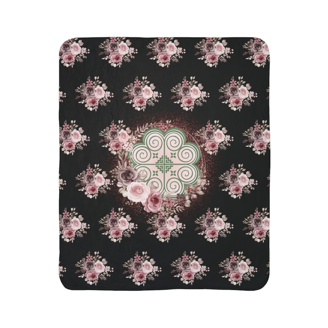 Hmong Elephant Foot Flower Inspired Fleece Sherpa Blanket - Etsy