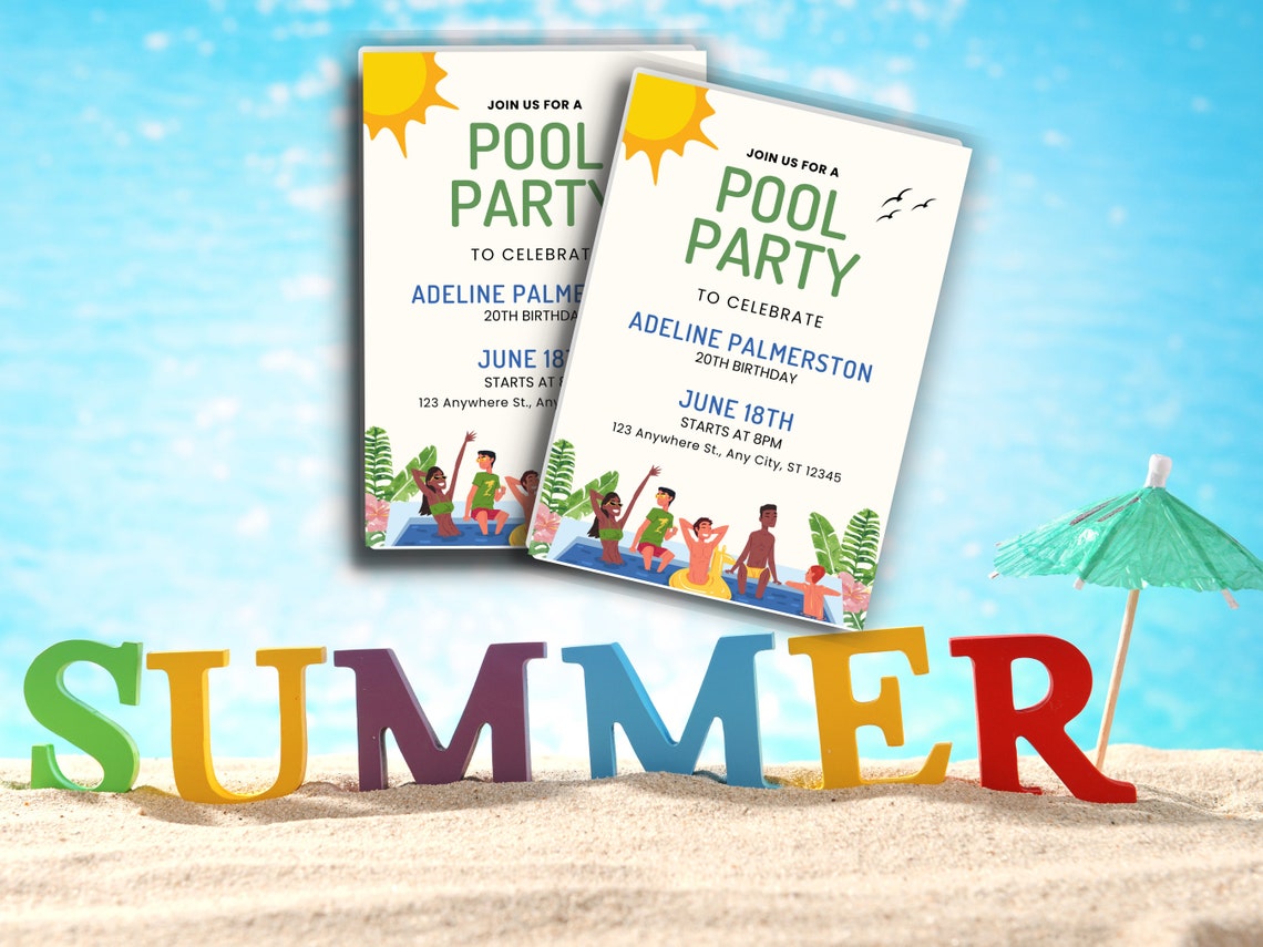 Pool Party Invitation Flyer Pool Party Birthday Invitation for Pool ...