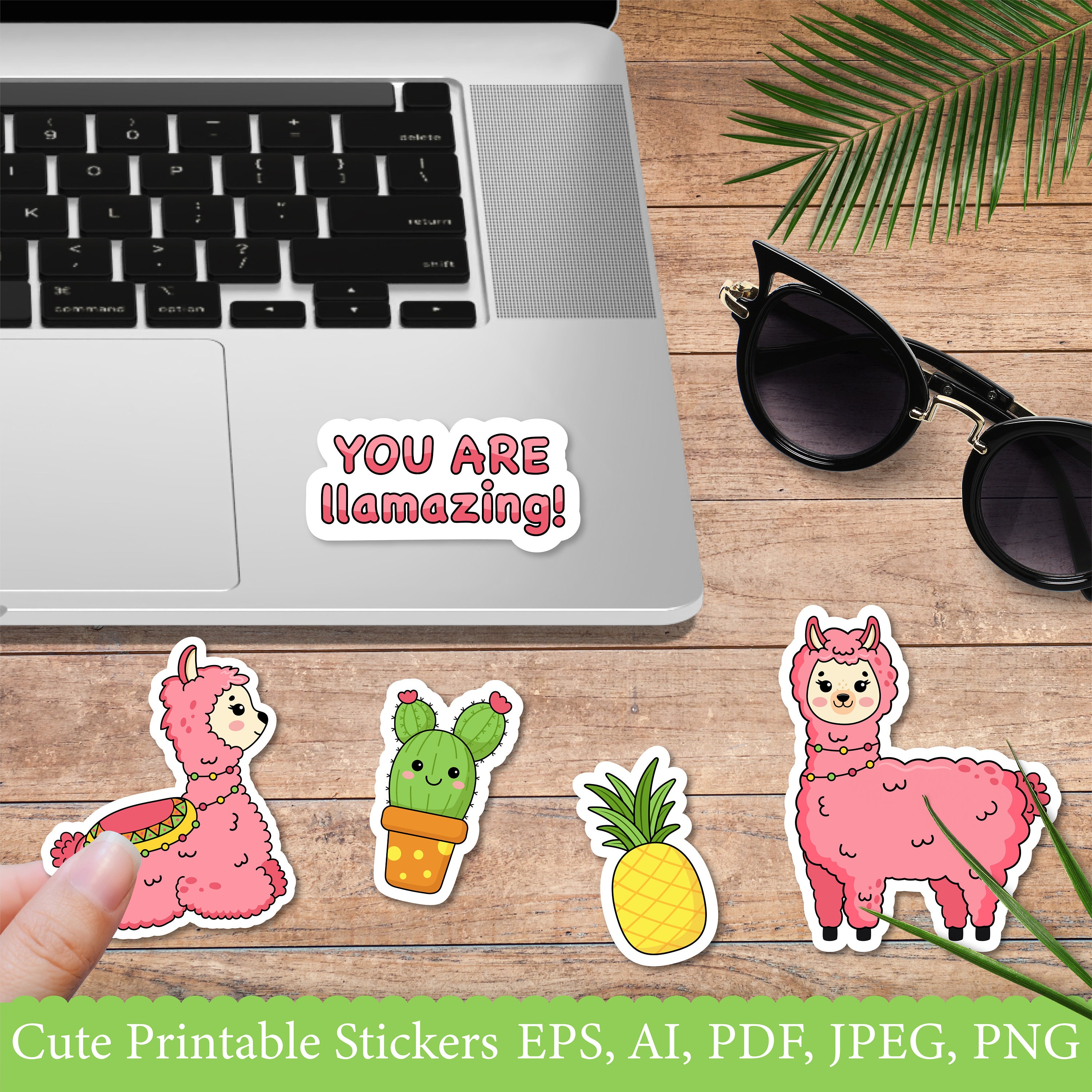 Kawaii Alpaca Printable Stickers PNG | Cute Alpaca Designs for Planners ...