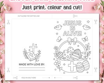 Christian Easter Card Printable | Jesus is Alive Coloring Page | Sunday ...