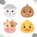 Farm Animal Faces Clipart | Cute Farm Animal PNG Bundle | Cartoon ...