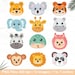 Wild Animal Faces Clipart | Safari Jungle Animal PNG Bundle | Cute ...
