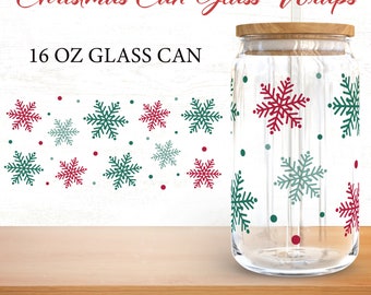 Snowflakes 16oz Libbey Glass Can Cutting Files - Winter SVG, Christmas ...