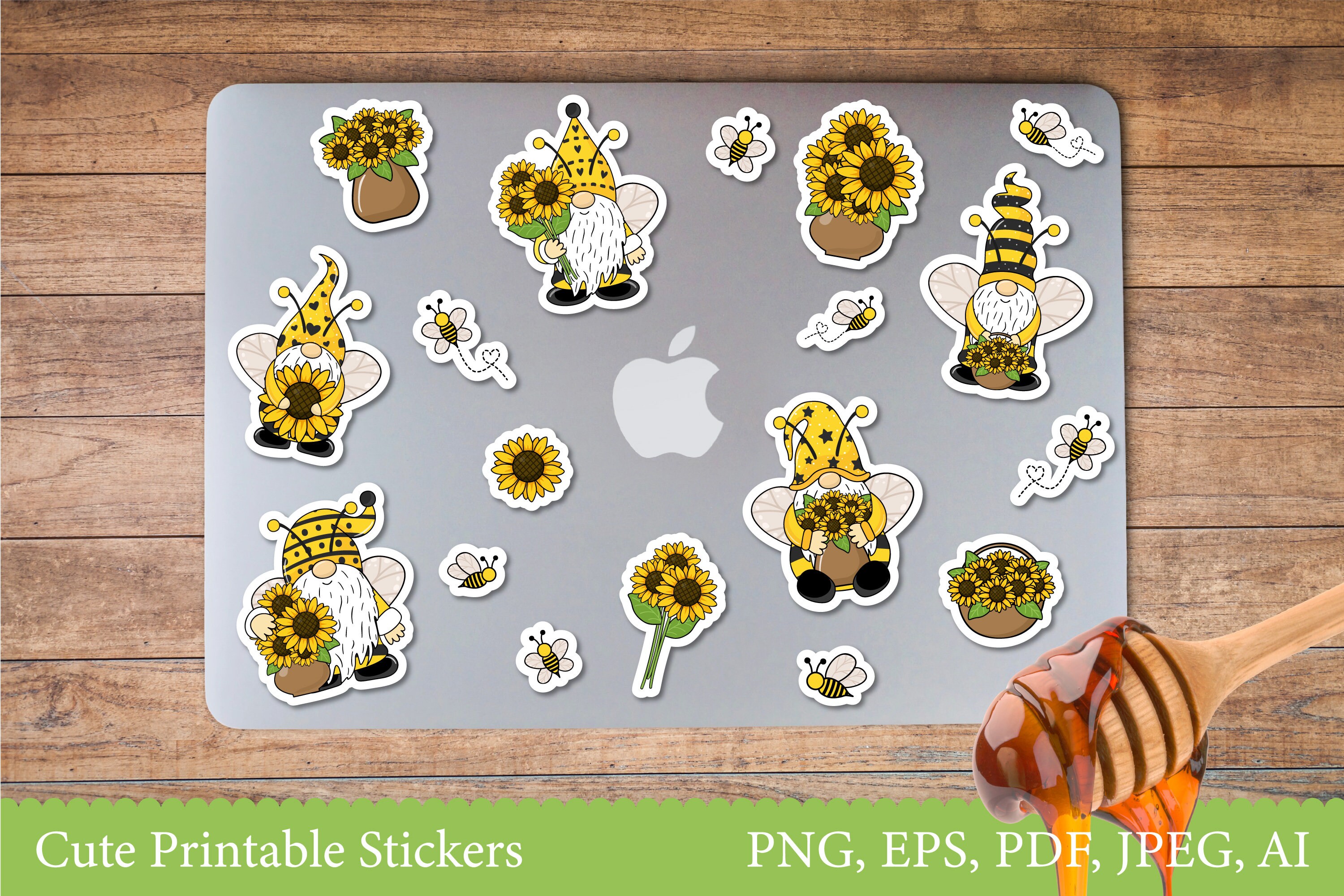 Cute Printable Gnome Stickers |PNG, EPS, PDF | Gnome Stickers for ...