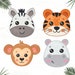 Wild Animal Faces Clipart | Safari Jungle Animal PNG Bundle | Cute ...