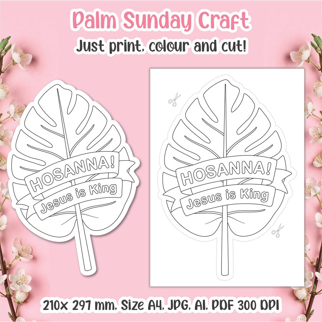 Palm Sunday Coloring Page - Christian Easter Printable for Kids, Sunday ...