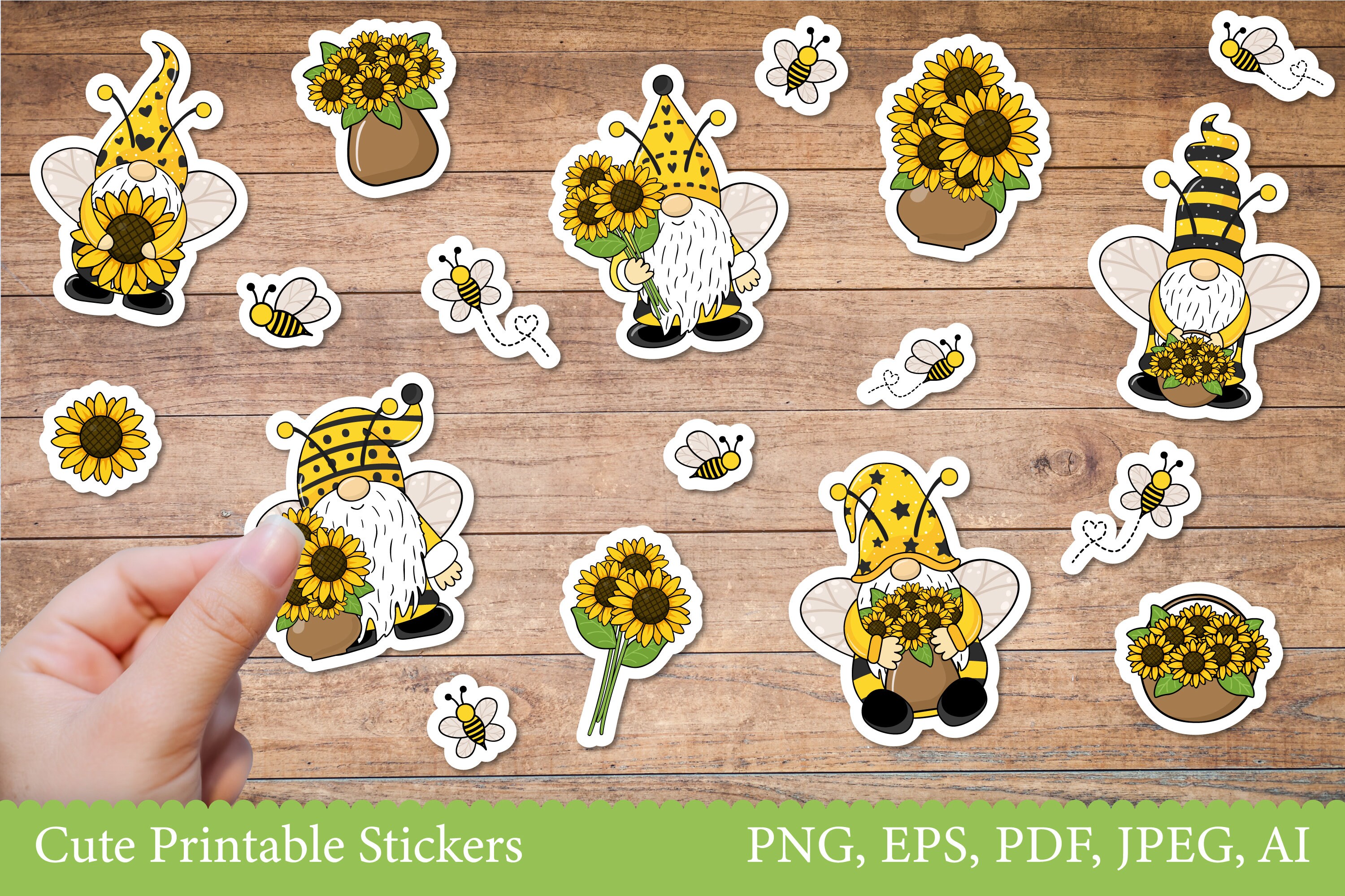 Cute Printable Gnome Stickers |PNG, EPS, PDF | Gnome Stickers for ...