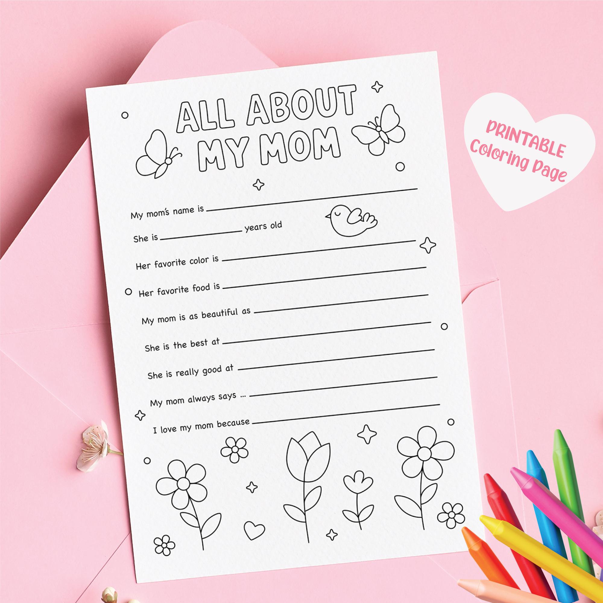 Mother's Day PRINTABLE Coloring Page | Mother's Day Gift | All About My ...
