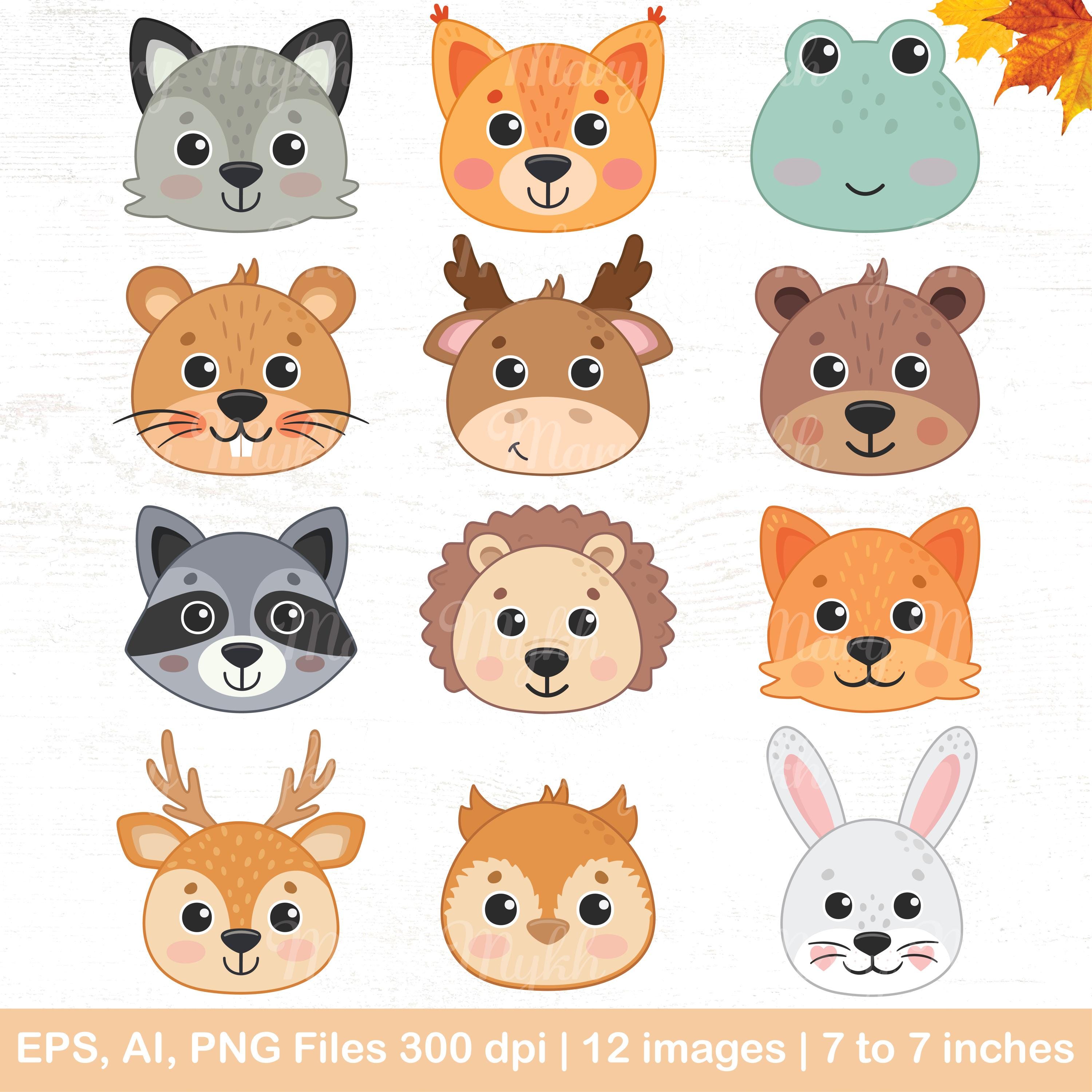 Funny Forest Animals Faces PNG | Cute Woodland Animal Faces | Forest ...