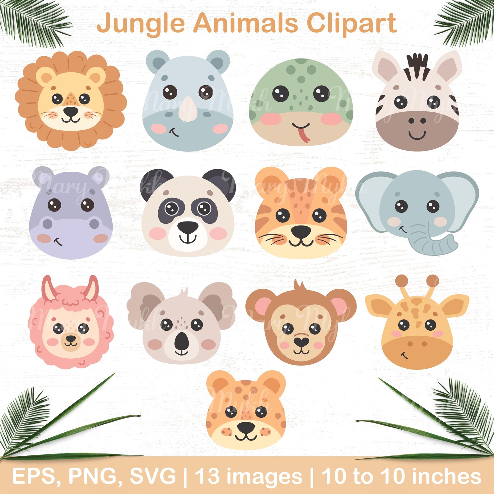 Cute Jungle Clipart Collection - Adorable Safari Animals, Zoo Animal ...