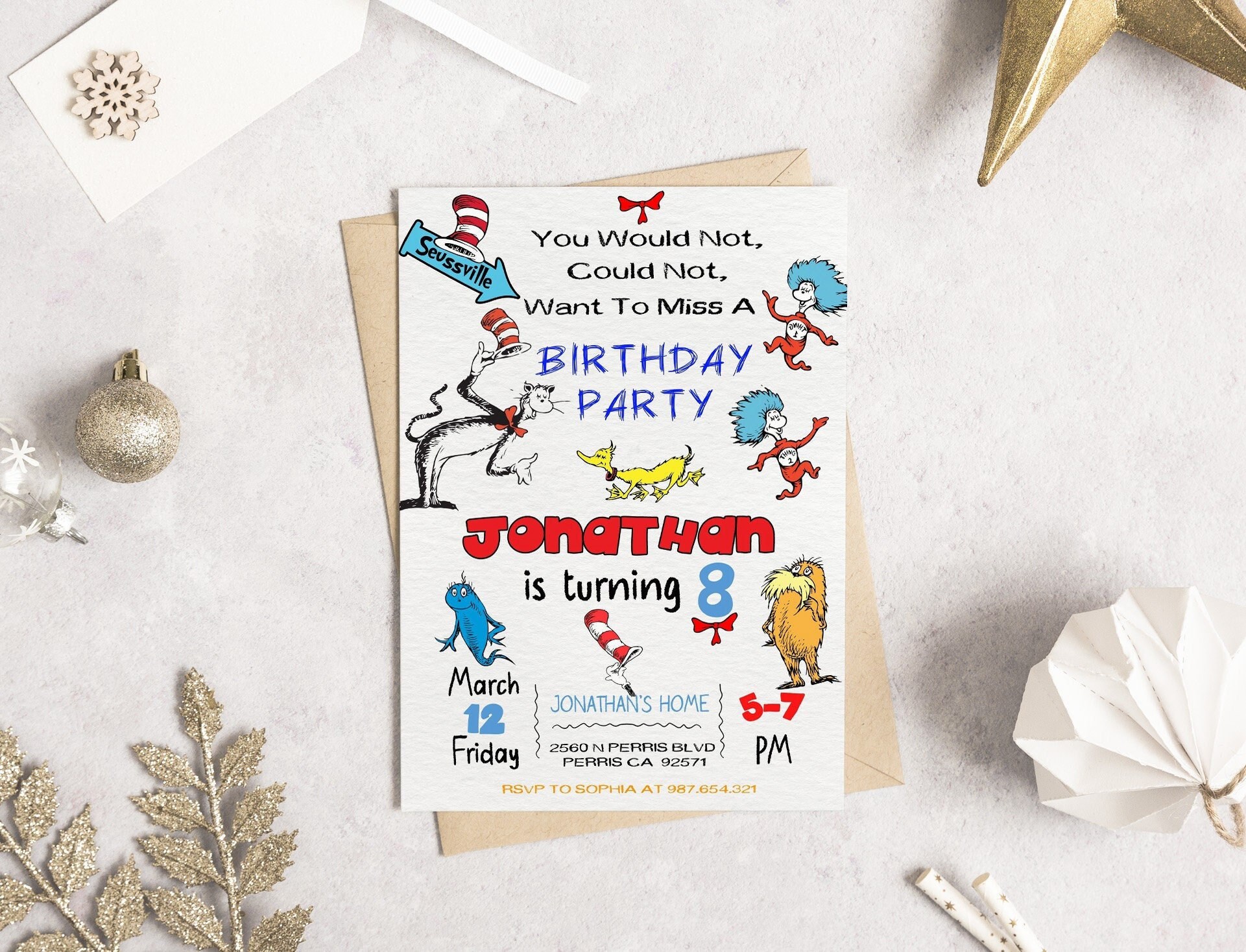 Editable Dr.seuss Birthday Invitation Template Printable Dr - Etsy