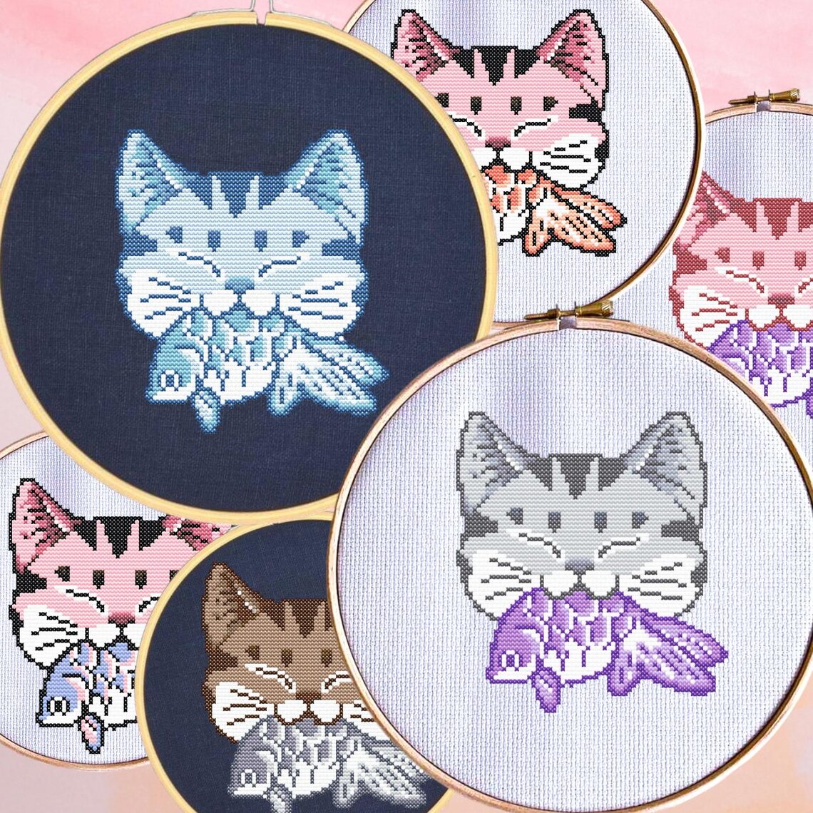 Set of 9 Cats Cross Stitch Pattern / Easy Cross Stitch / DIY Home Decor ...