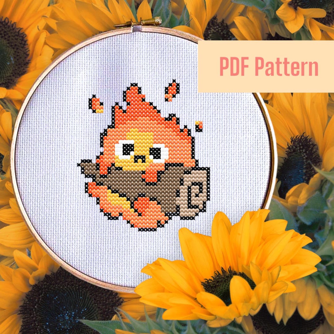 Calcifer Fire Demon Cross Stitch Pattern / Anime Cross Stitch / Ghibli ...