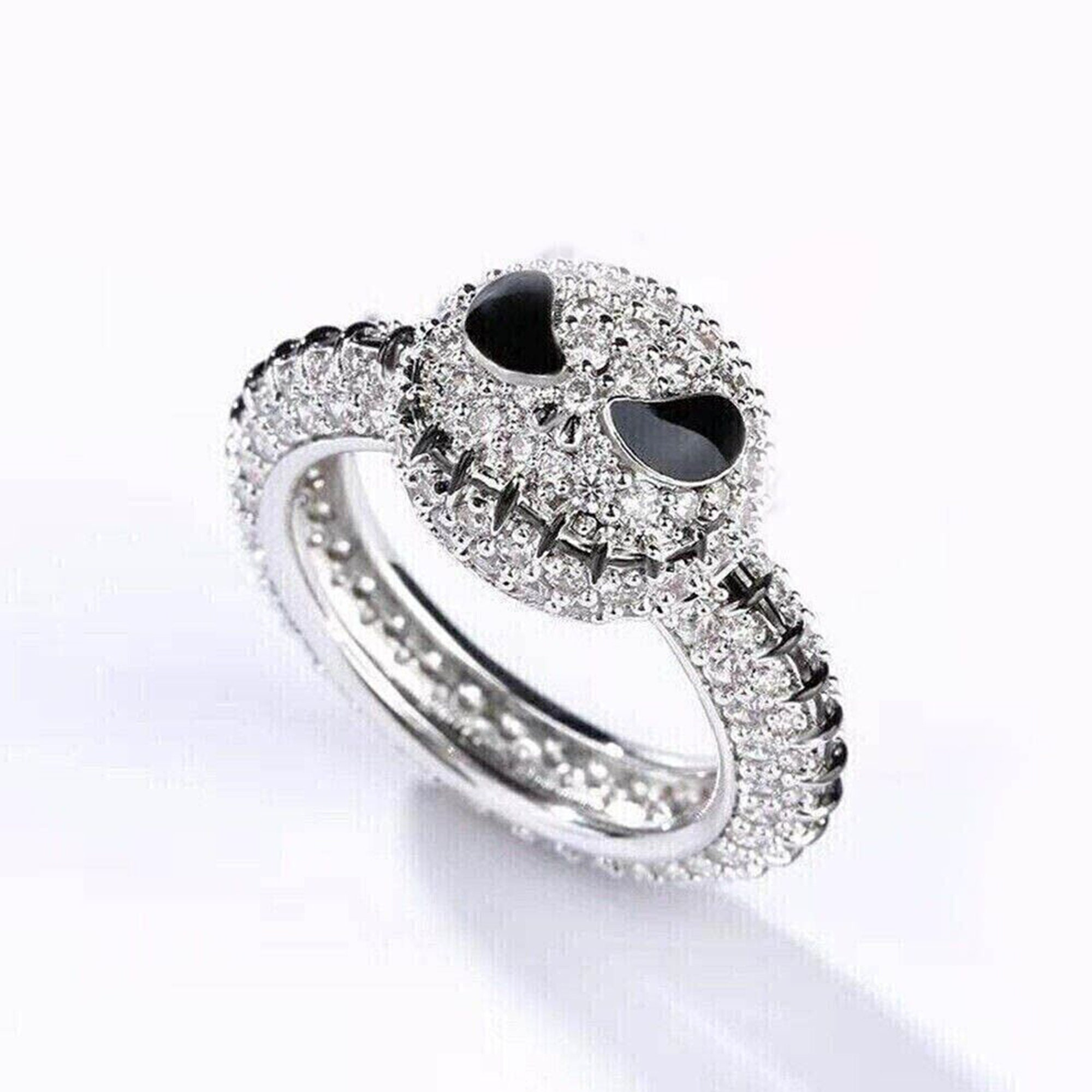 Gothic Jack Skellington Ring, Vintage Art Deco Ring, 2.10 Ct Round Cut ...