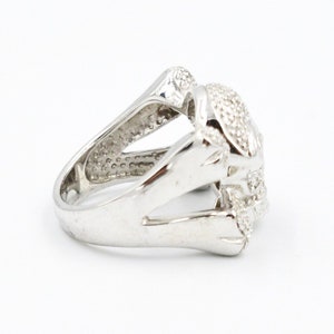 Gothic Alien Skull Monster Ring, Round Cut White Sapphire, 925 Sterling ...