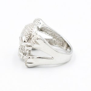 Gothic Alien Skull Monster Ring, Round Cut White Sapphire, 925 Sterling ...