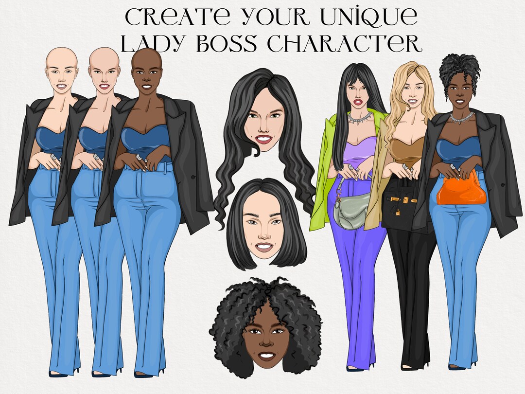 Fashion Illustration DIY, Lady Boss Character, Custom Clipart ...