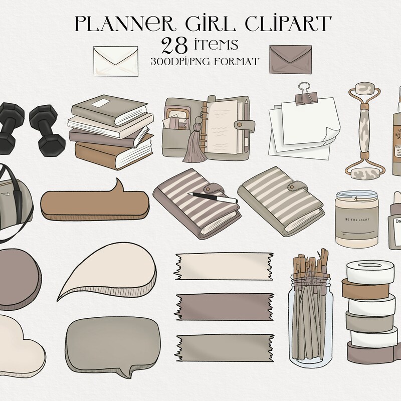 Planner Girl Clipart - Etsy