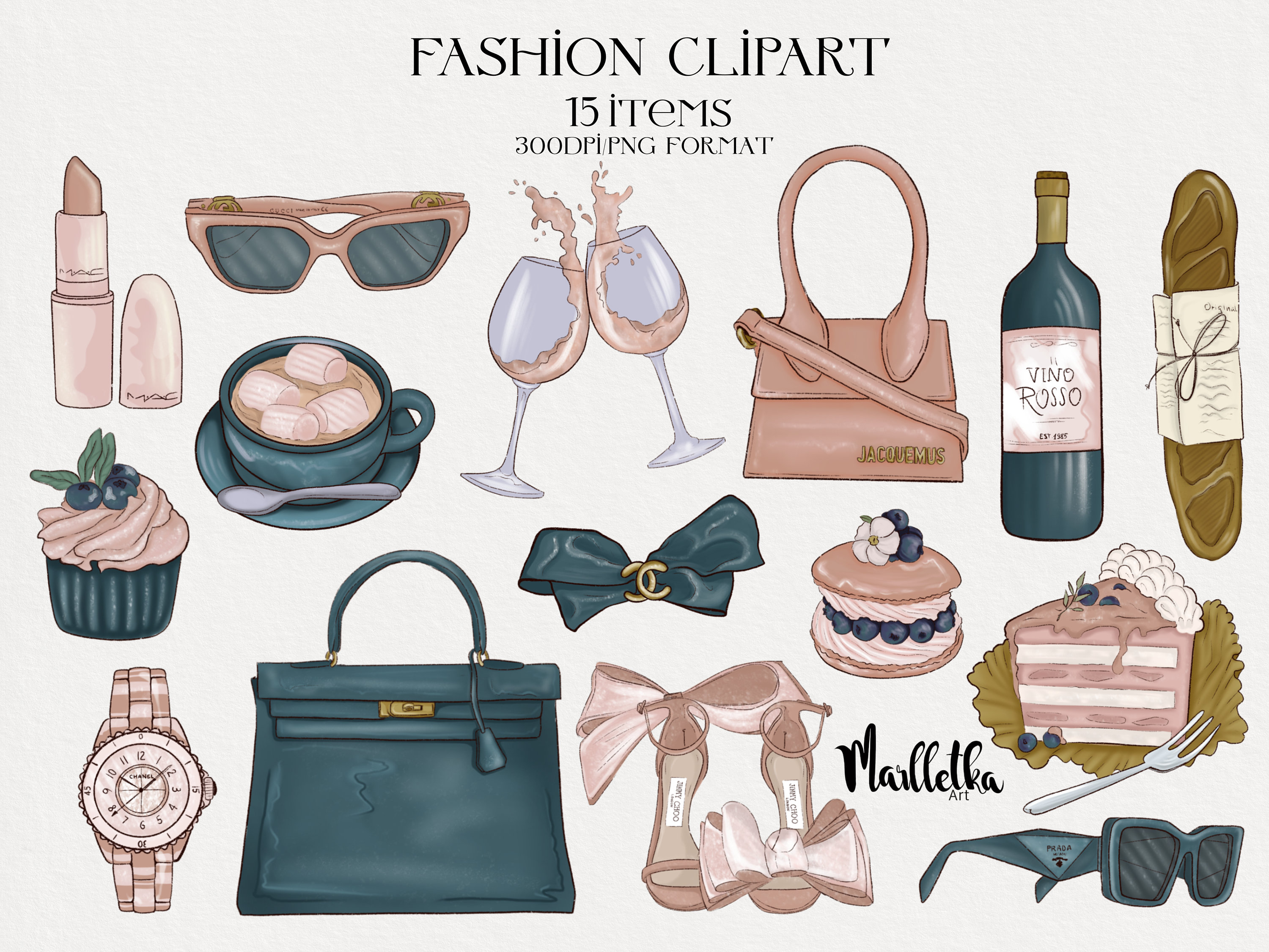 Fashion Accessories Clipart, Paris Clipart, Jewellery Clipart, Fashion ...