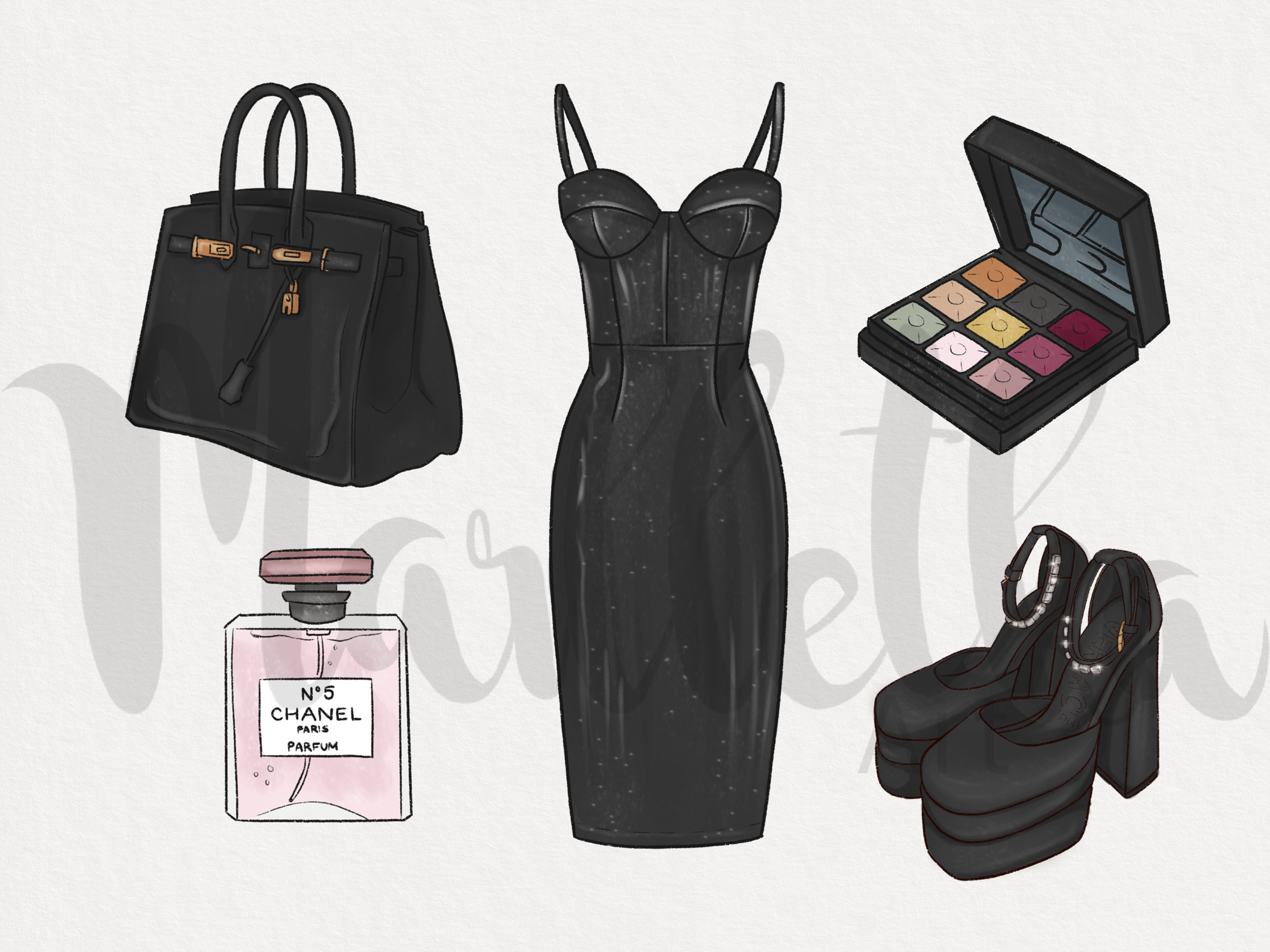 Luxury Fashion Clipart Set, Girls Clothes, Accessories (digital ...